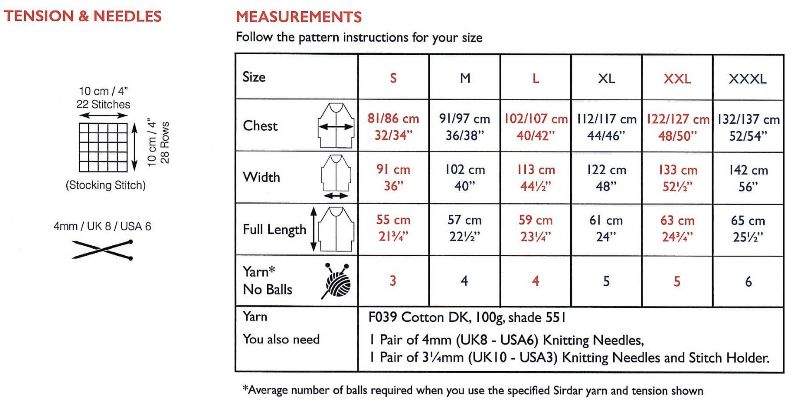 10116 PDF SIRDAR COTTON DK TOP KNITTING PATTERN CHEST SIZE 32"- 54"