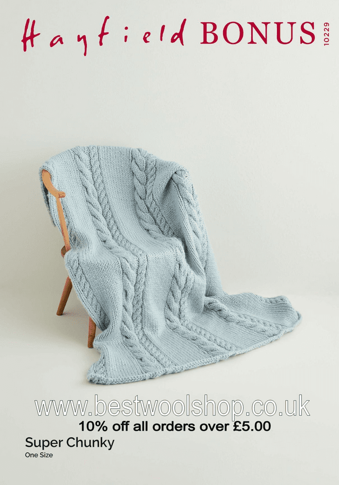 10229 PDF HAYFIELD BONUS SUPER CHUNKY CABLE BLANKET KNITTING PATTERN ...