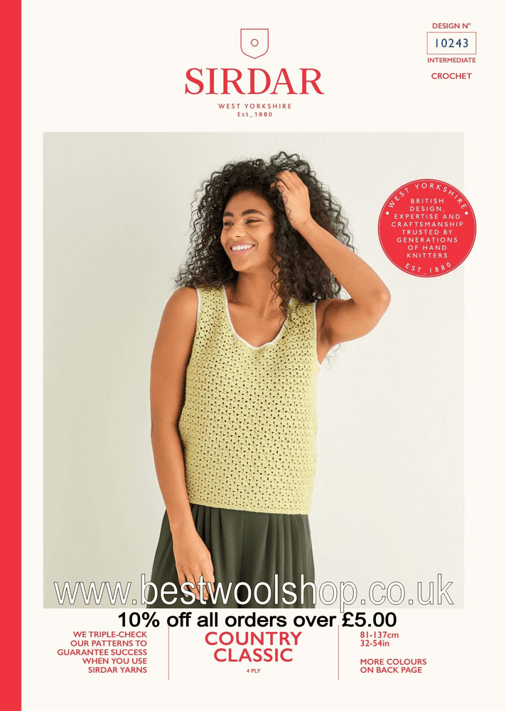 10243 PDF SIRDAR COUNTRY CLASSIC 4PLY SULTAN STITCH VEST CROCHET ...