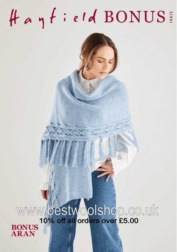10613 PDF HAYFIELD BONUS ARAN SCARF KNITTING PATTERN