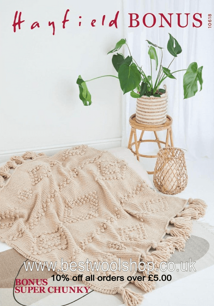 10618 PDF HAYFIELD BONUS SUPER CHUNKY BLANKET KNITTING PATTERN
