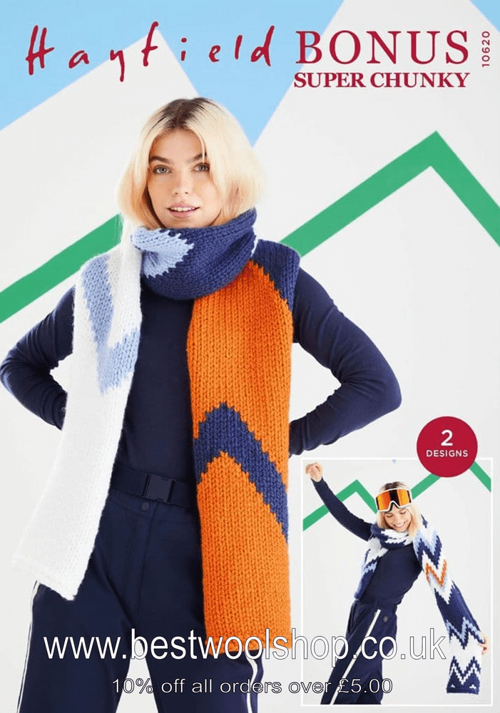 10620 HAYFIELD BONUS SUPER CHUNKY SCARF KNITTING PATTERN
