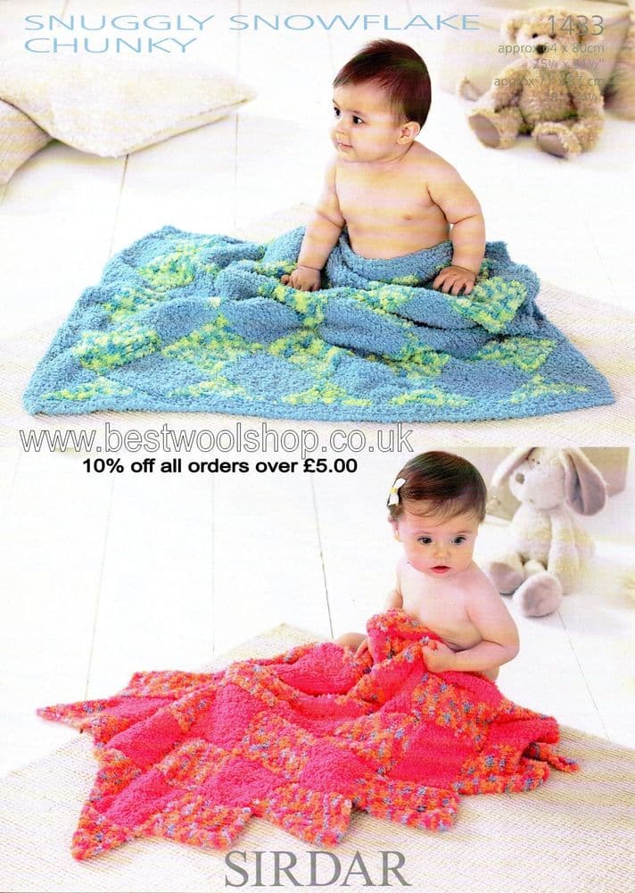 1433 SIRDAR SNUGGLY SNOWFLAKE CHUNKY BLANKET KNITTING PATTERN