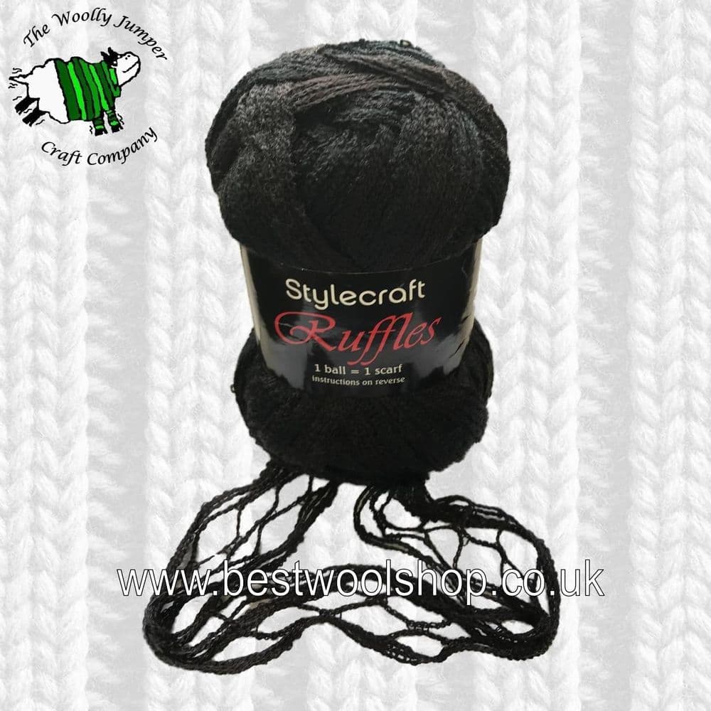 1470 - BLACK BROWN MIX - STYLECRAFT RUFFLES FISHNET SCARF YARN ONE BALL ...