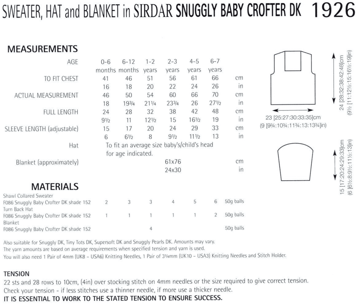 1926 PDF SIRDAR EASY KNIT SNUGGLY BABY CROFTER DK KNITTING PATTERN 0 TO ...