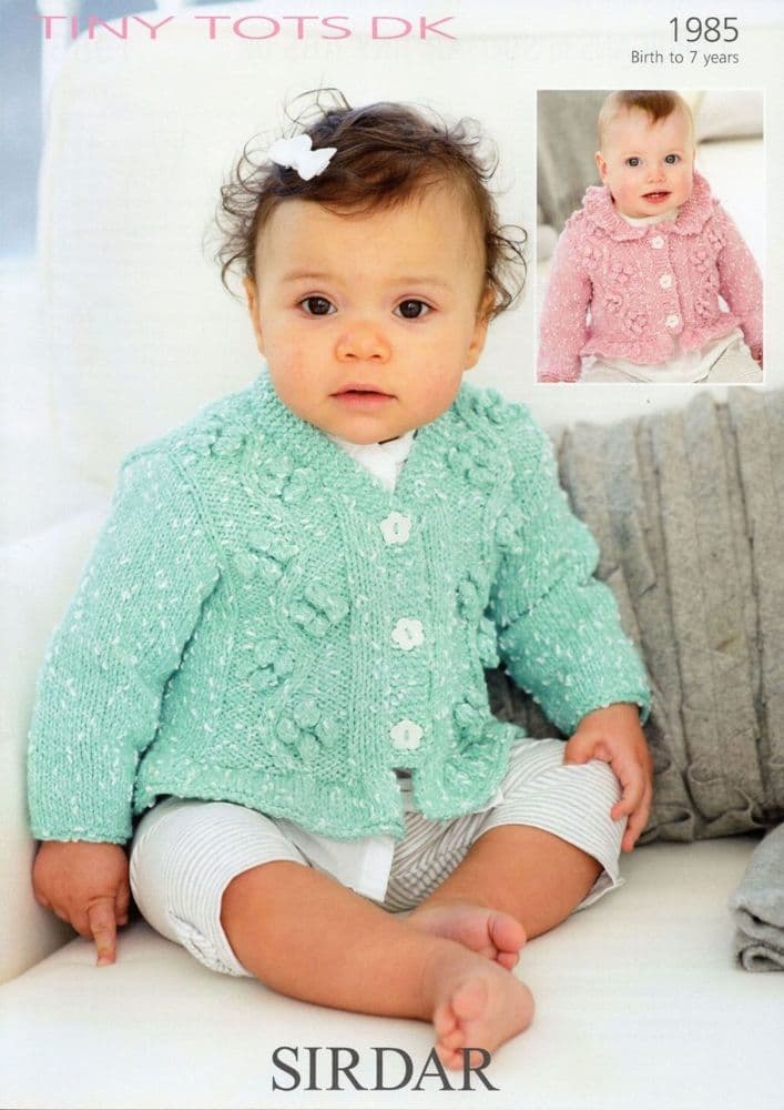 1985 - SIRDAR TINY TOTS DK CARDIGAN KNITTING PATTERN - TO FIT 0 TO 7 YEARS