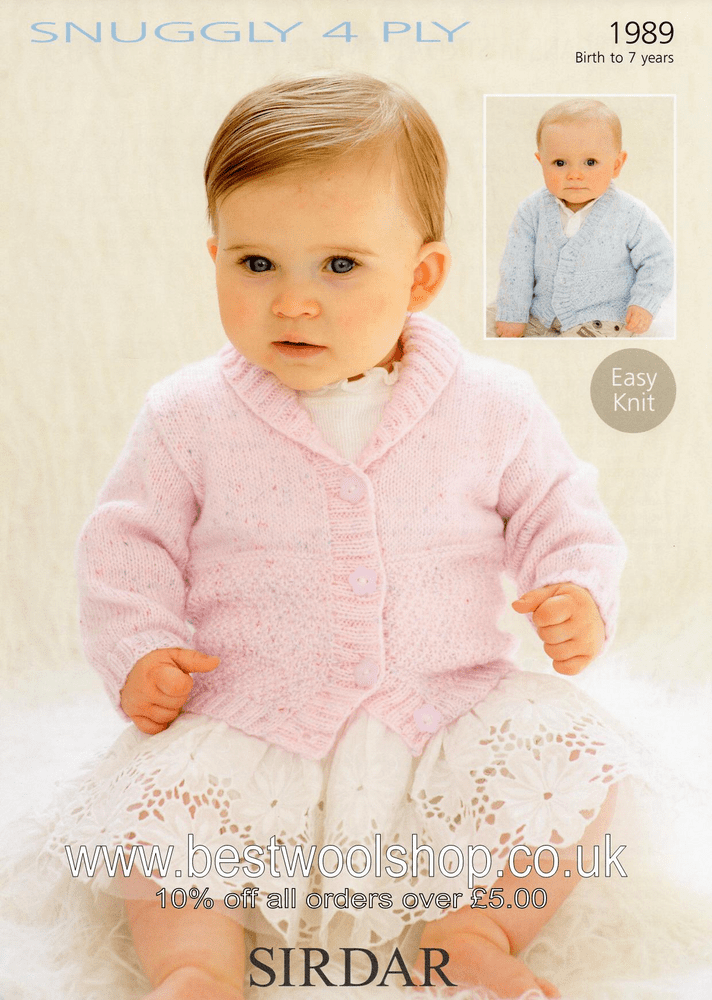 1989 SIRDAR SNUGGLY 4 PLY CARDIGAN KNITTING PATTERN 0-7 YEARS