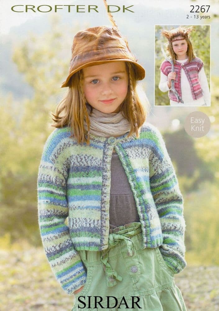 2267 SIRDAR CROFTER DK CARDIGAN EASY KNIT KNITTING PATTERN 2 TO 13 YEARS