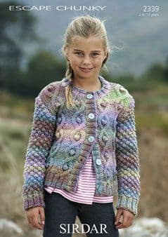 2339 - SIRDAR ESCAPE CHUNKY CARDIGAN KNITTING PATTERN - TO FIT 2-13 YEARS