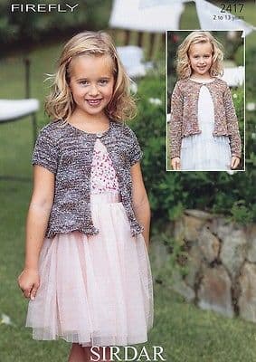 2417 SIRDAR FIREFLY LADDER YARN CARDIGAN KNITTING PATTERN 2 - 13 YEARS