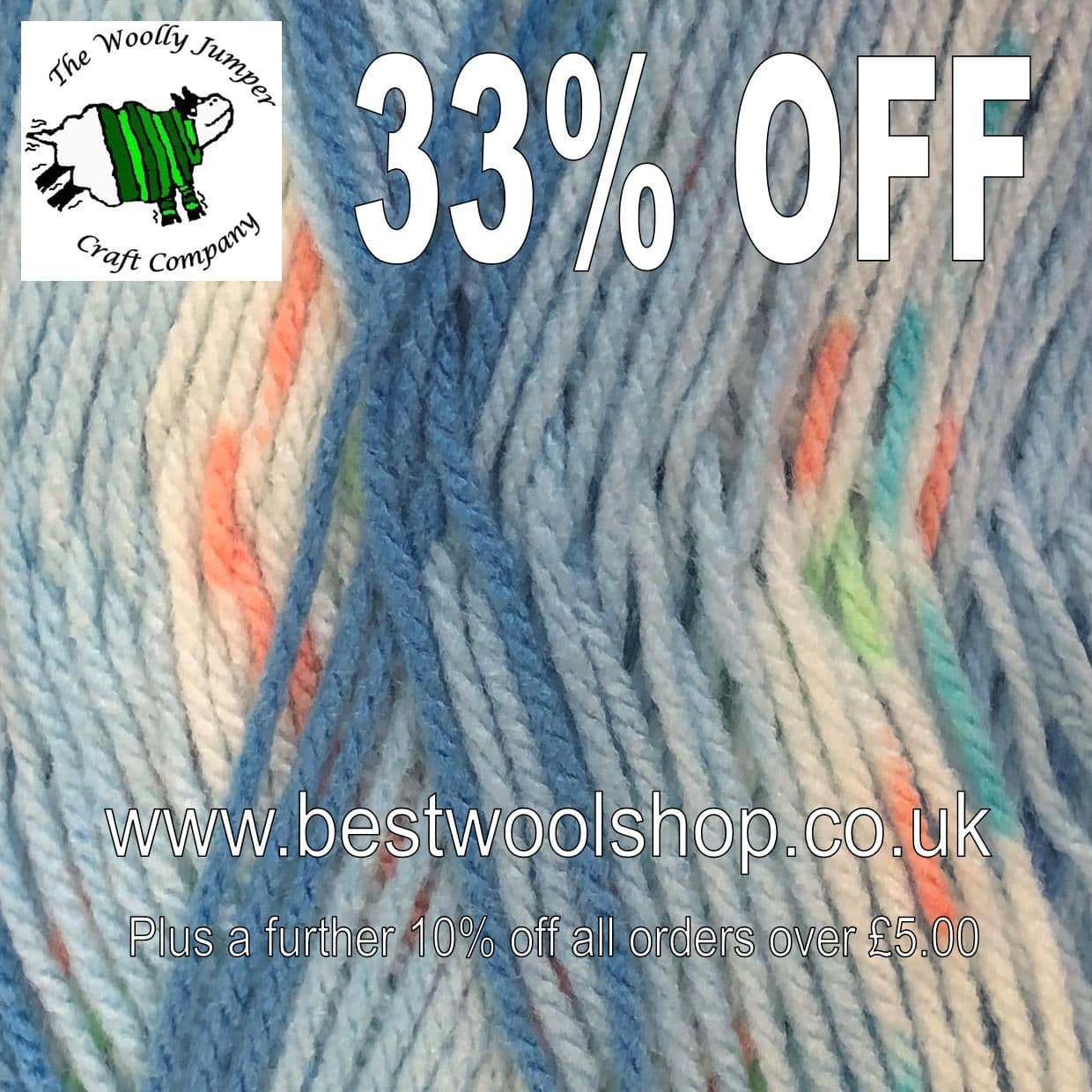 290 - BLUE MIX - HAYFIELD FANTASY DK SELF PATTERNING KNITTING YARN - 33 OFF