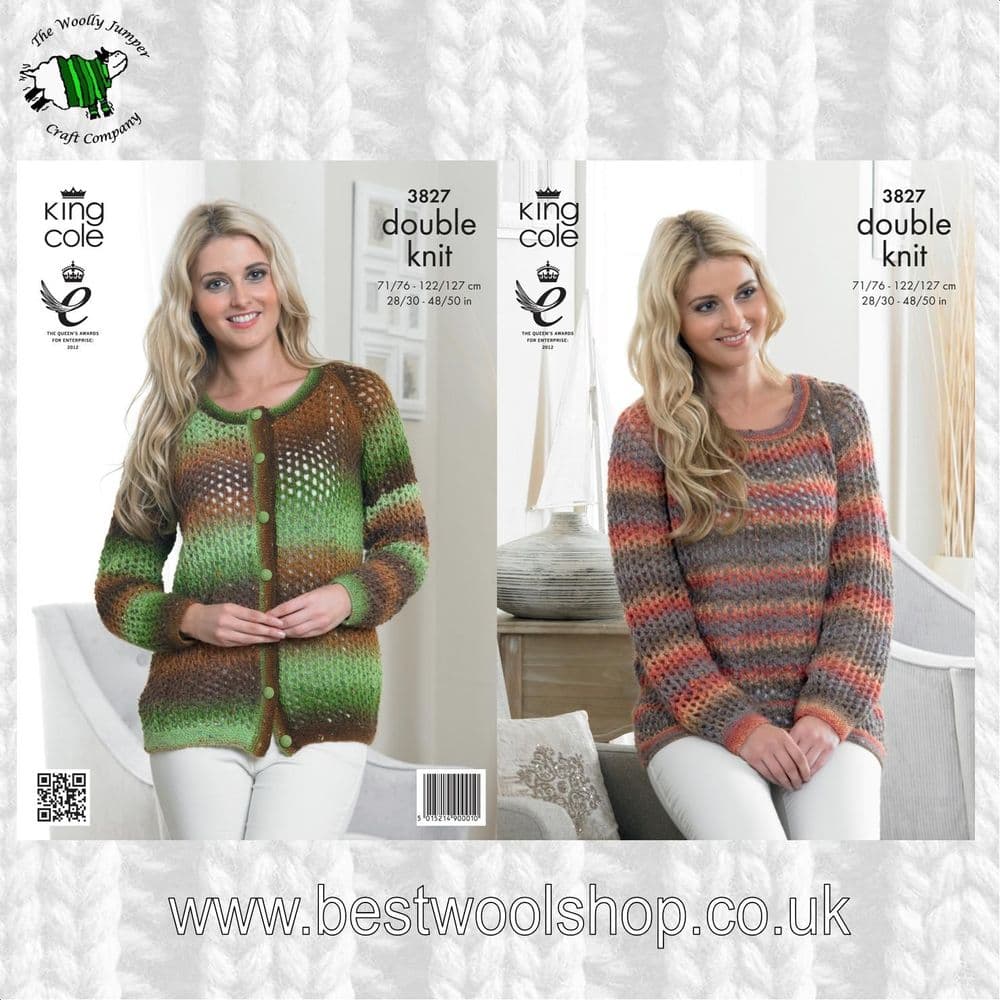 3827 - KING COLE COUNTRY TWEED DK LACY CARDIGAN & SWEATER KNITTING ...