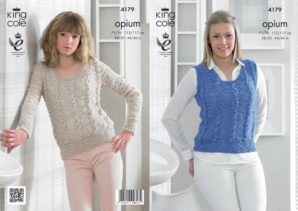 4179 - KING COLE OPIUM DK SLIPOVER & SWEATER KNITTING PATTERN - TO FIT ...