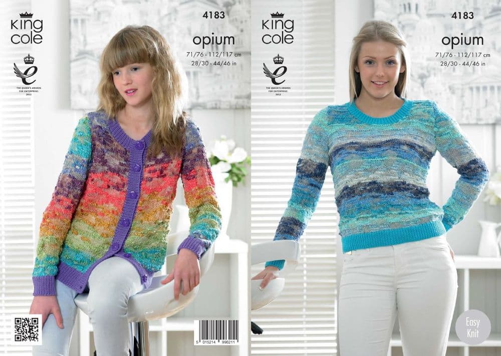 4183 - KING COLE EASY KNIT OPIUM DK CARDIGAN & SWEATER KNITTING PATTERN ...