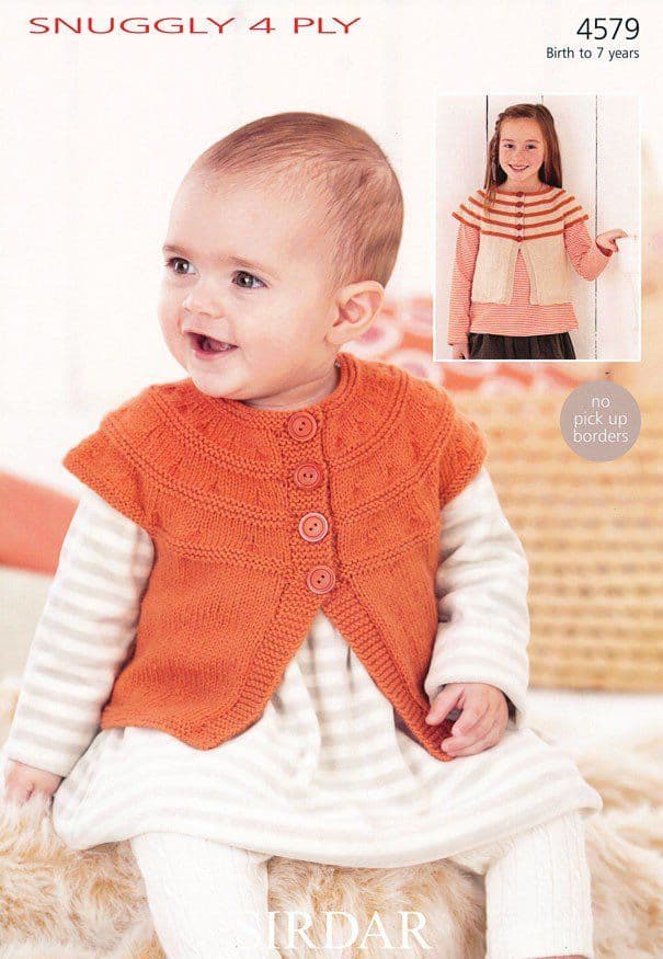 4579 SIRDAR SNUGGLY 4 PLY CARDIGAN KNITTING PATTERN 0-7 YEARS