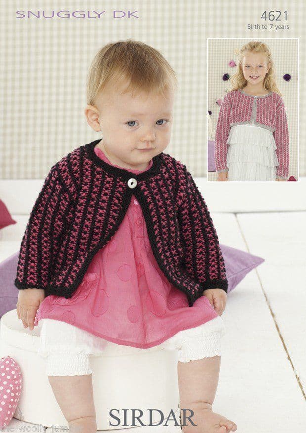 4621 SIRDAR SNUGGLY DK CARDIGAN KNITTING PATTERN - TO FIT BIRTH TO 7 YEARS
