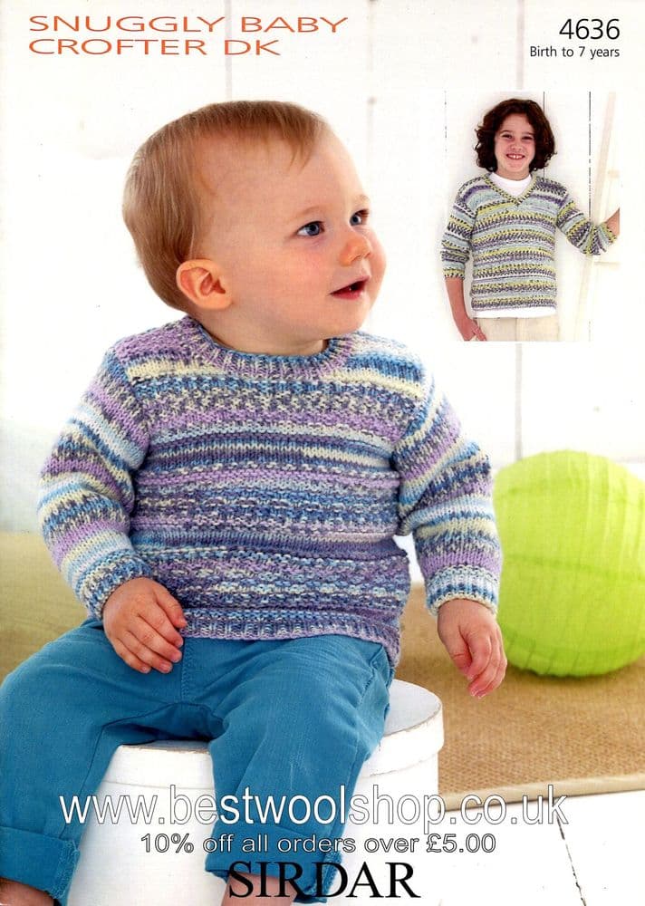 4636 PDF SIRDAR SNUGGLY BABY CROFTER DK SWEATER KNITTING PATTERN 0 - 7 ...