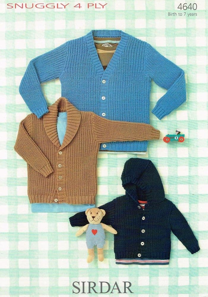 4640 SIRDAR SNUGGLY 4 PLY CARDIGAN KNITTING PATTERN 0-7 YEARS