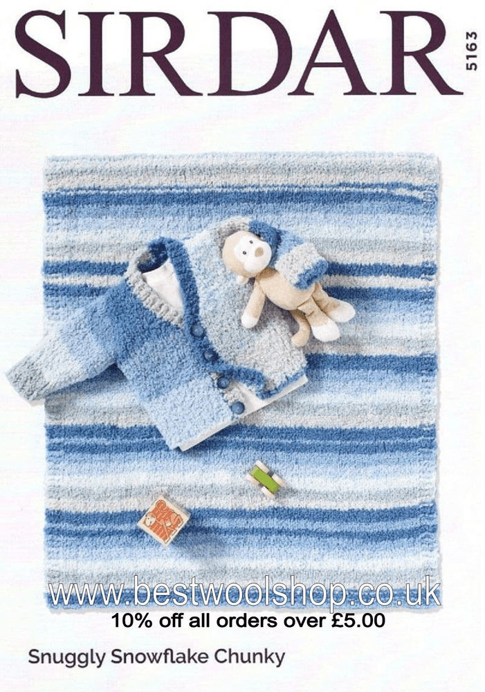 5163 SIRDAR SNUGGLY SNOWFLAKE CHUNKY CARDIGAN & BLANKET KNITTING ...