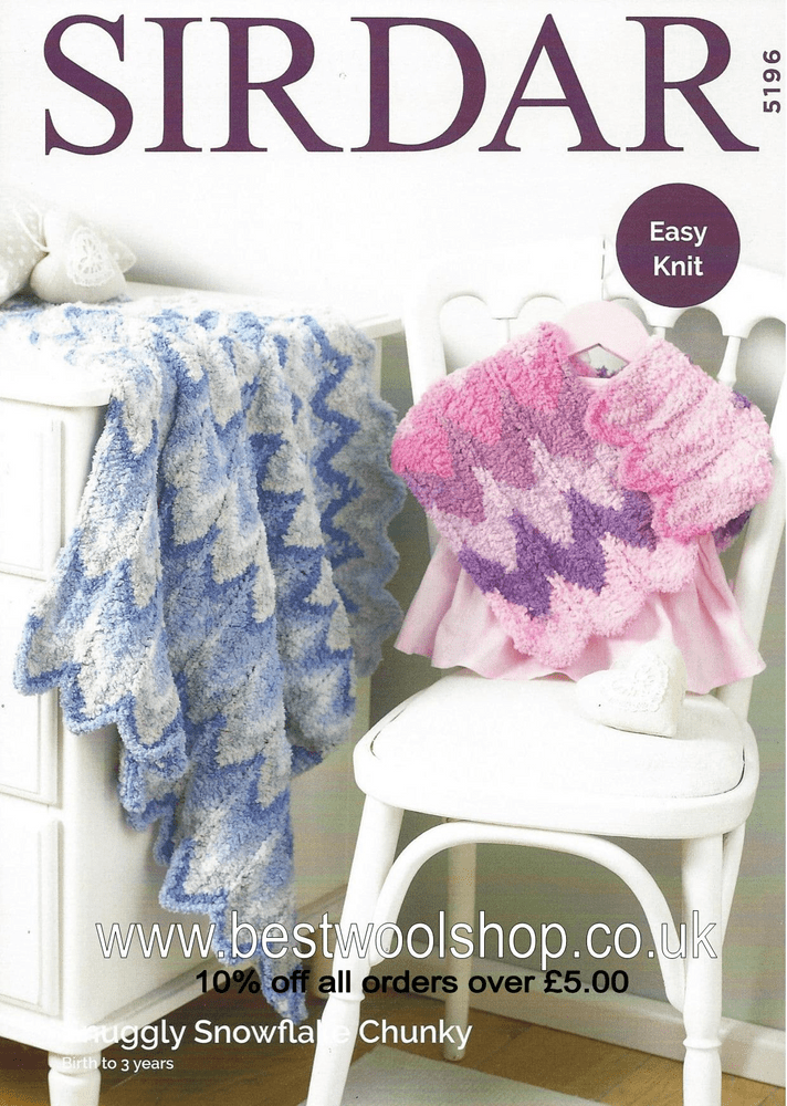 5196 SIRDAR EASY KNIT SNUGGLY SNOWFLAKE CHUNKY PONCHO & BLANKET ...
