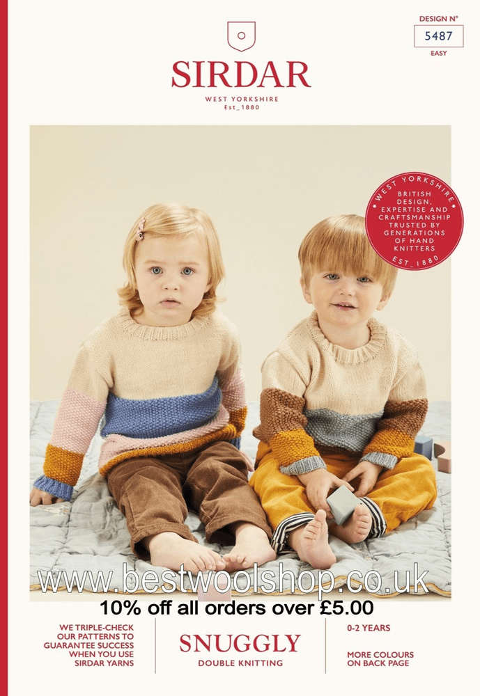 5487 SIRDAR SNUGGLY DK EASY KNIT SWEATER KNITTING PATTERN TO FIT BIRTH ...