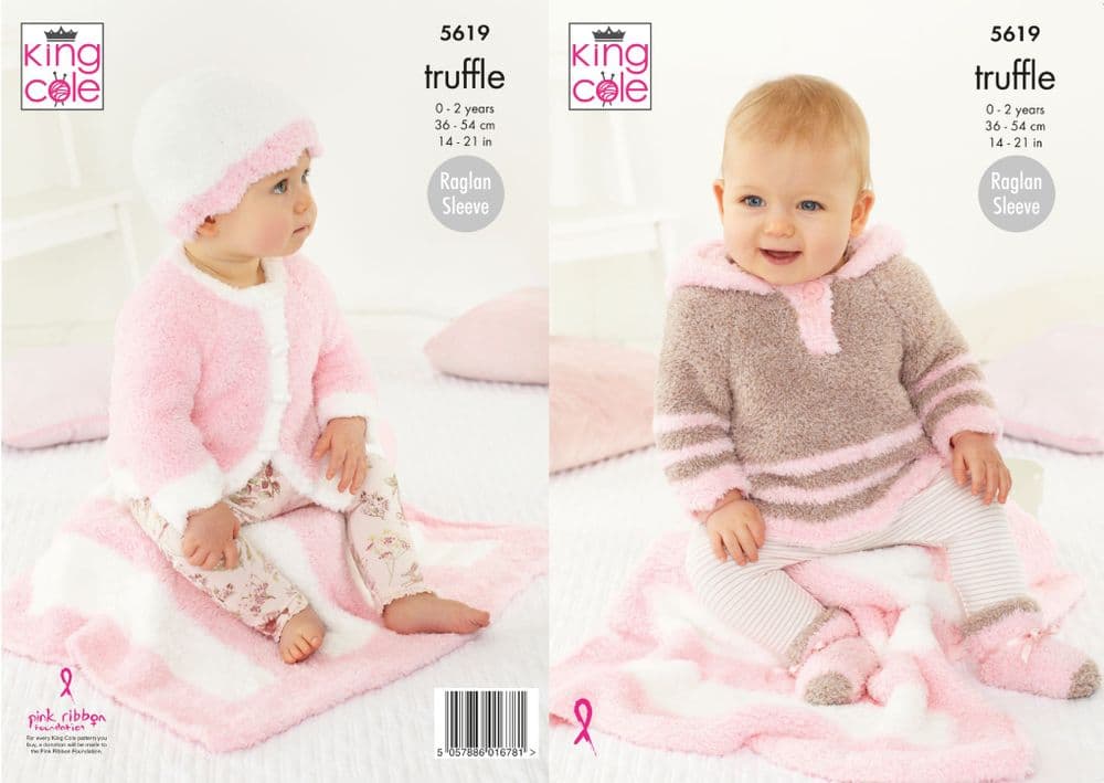 5619 KING COLE TRUFFLE PRAM BLANKET CARDIGAN TOP HAT SOCKS KNITTING ...