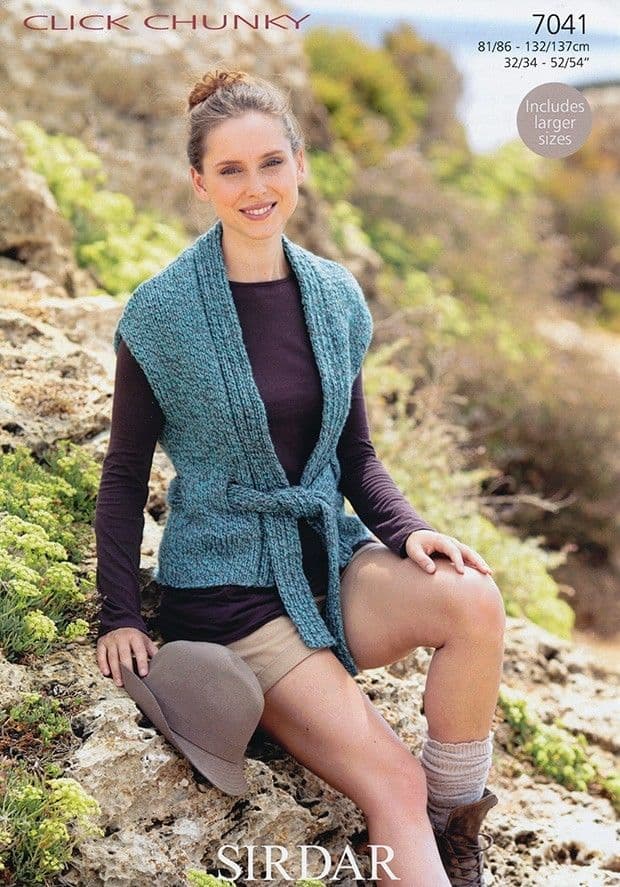 7041 - SIRDAR CLICK CHUNKY WAISTCOAT KNITTING PATTERN - TO FIT CHEST 32 ...