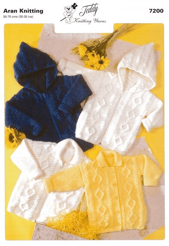 7200 - TEDDY ARAN CHILDREN S JACKET KNITTING PATTERN CHEST SIZE 20"- 30"