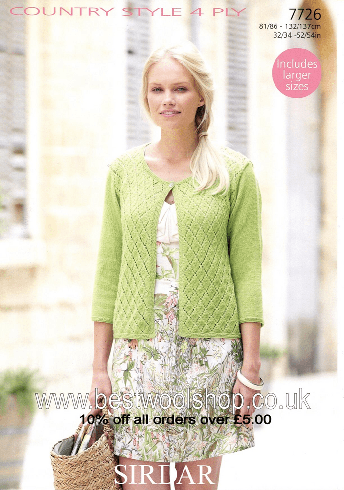 7726 PDF SIRDAR COUNTRY STYLE 4 PLY CARDIGAN KNITTING PATTERN TO FIT ...