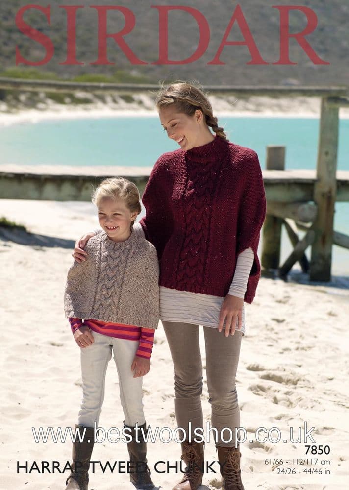 7850 - SIRDAR HARRAP TWEED CHUNKY PONCHO CAPE KNITTING PATTERN - TO FIT ...