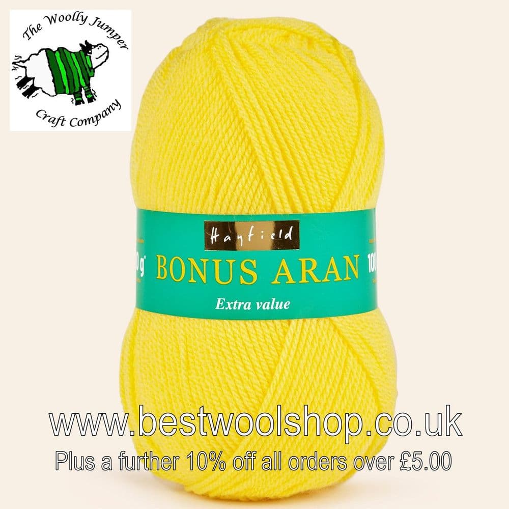 819 BRIGHT LEMON - HAYFIELD BONUS ARAN KNITTING YARN 100G
