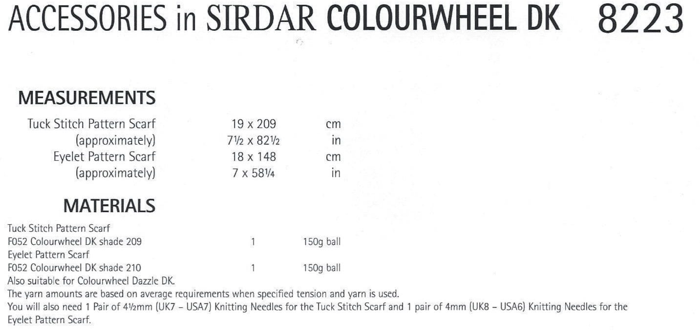 8223 SIRDAR COLOURWHEEL DK ACCESSORIES KNITTING PATTERN