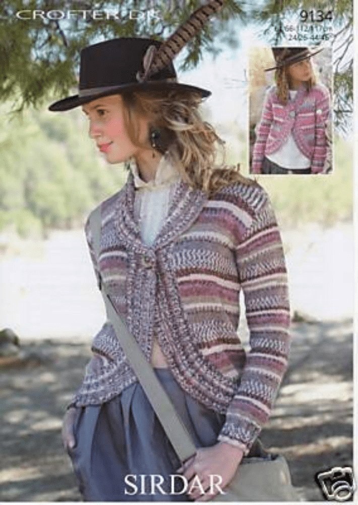 9134 SIRDAR CROFTER DK CARDIGAN BOLERO JACKET KNITTING PATTERN 24"- 46"