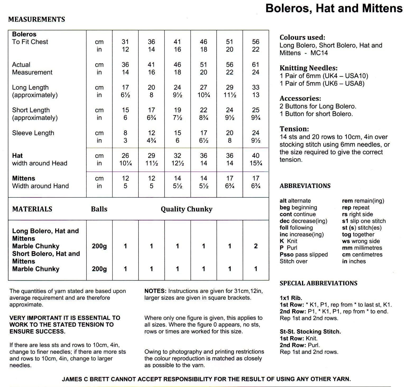 JB016 JAMES C BRETT MARBLE CHUNKY CARDIGAN HAT MITTENS KNITTING PATTERN ...