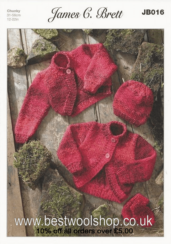JB016 JAMES C BRETT MARBLE CHUNKY CARDIGAN HAT MITTENS KNITTING PATTERN ...