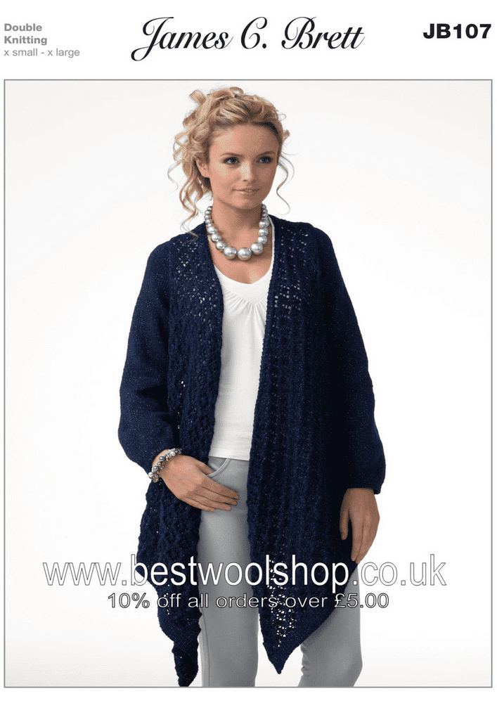 JB107 JAMES C BRETT TWINKLE DK LADIES WATERFALL CARDIGAN JACKET ...
