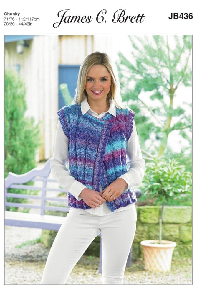 JB436 JAMES C BRETT MARBLE CHUNKY WAISTCOAT KNITTING PATTERN 28"- 46"