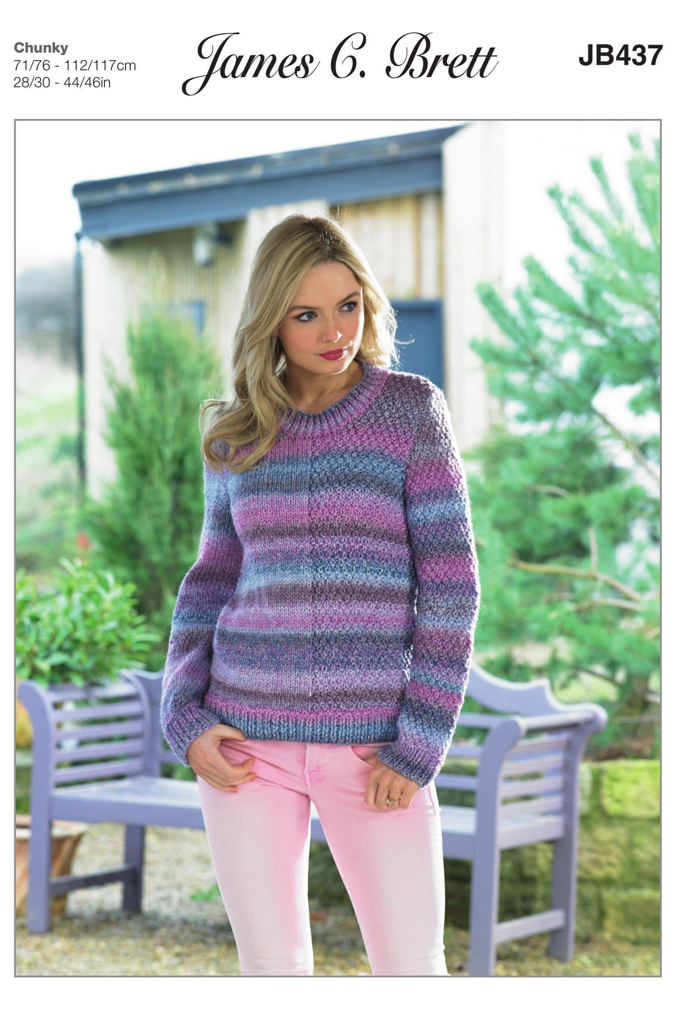 JB437 JAMES C BRETT MARBLE CHUNKY SWEATER KNITTING PATTERN 28"- 46"