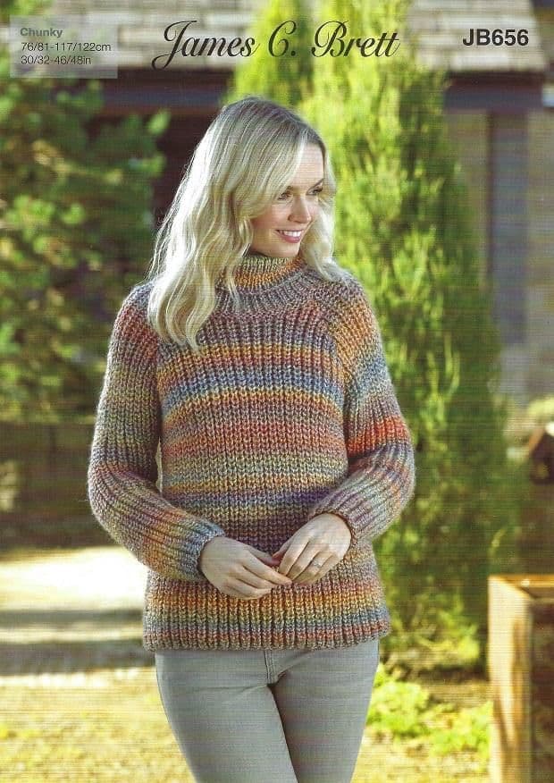 JB656 JAMES C BRETT MARBLE CHUNKY FISHERMANS RIB SWEATER KNITTING ...