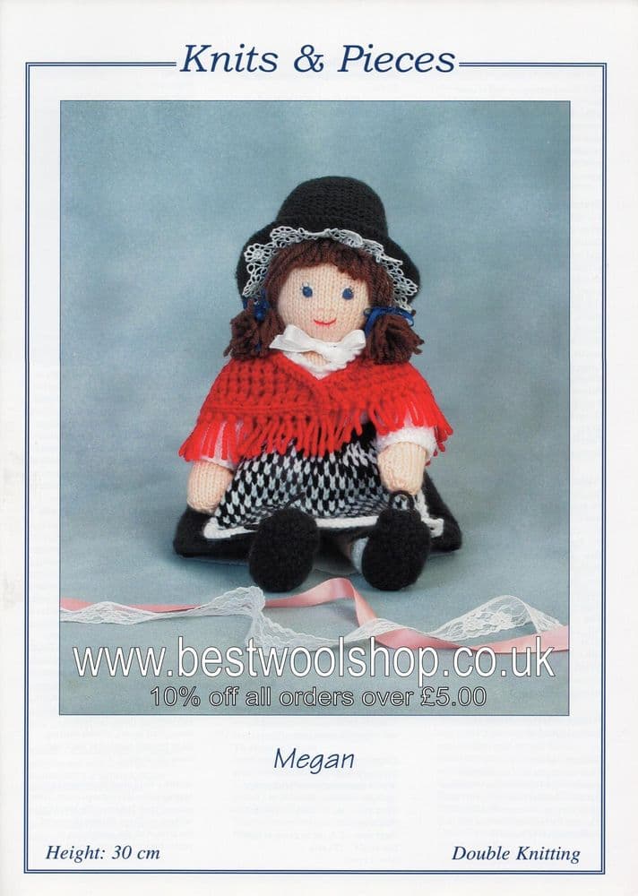 KP14 - KNITS & PIECES MEGAN DOLL IN WELSH TRADITIONAL COSTUME KNITTING ...