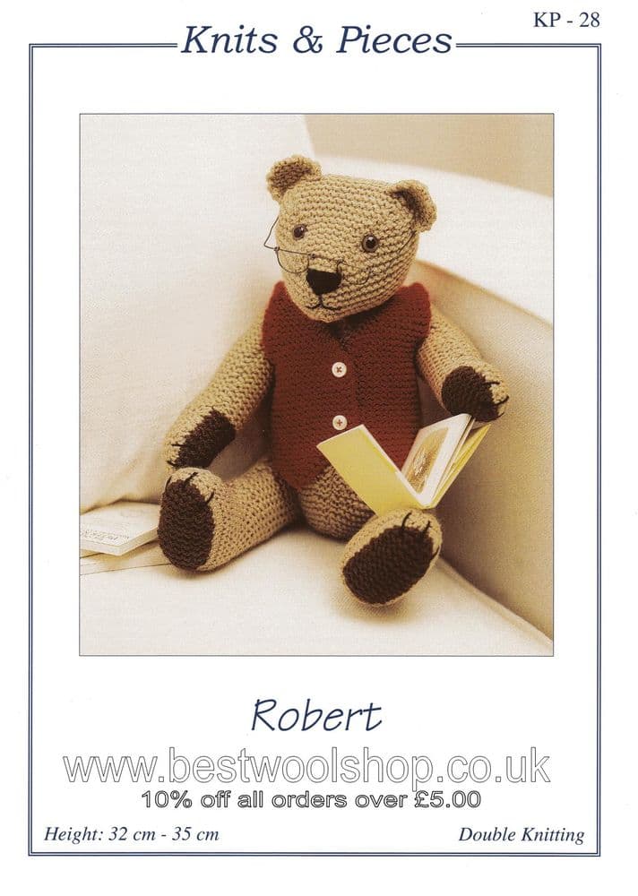 KP28 KNITS & PIECES ROBERT TEDDY BEAR WITH WAISTCOAT KNITTING PATTERN ...