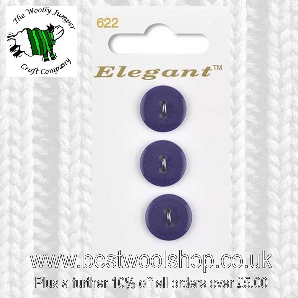 SIRDAR ELEGANT CARDED BUTTONS - DESIGN 622 - 16MM DARK PURPLE BUTTON