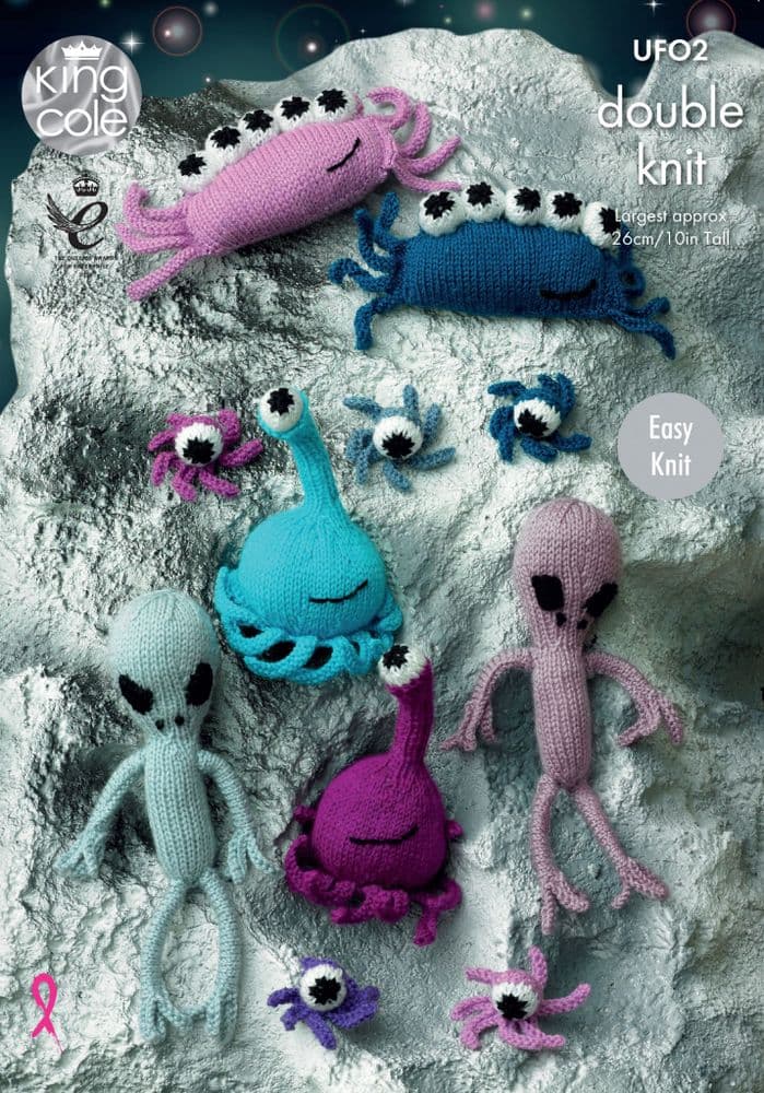 UFO2 - KING COLE EASY KNIT DK ALIEN KNITTING PATTERN