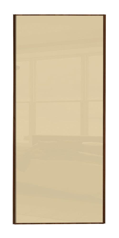 Classic Single panel Walnut frame/ Cream glass door