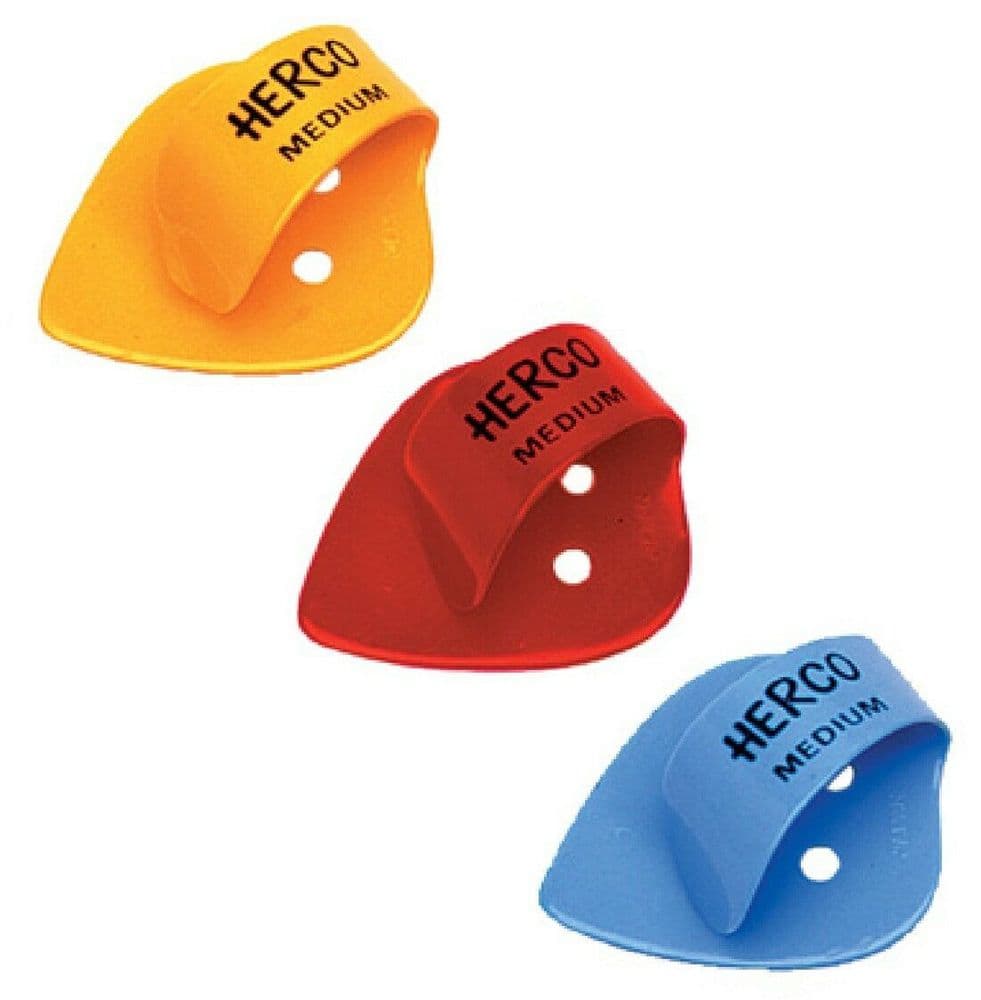 Jim Dunlop HE112P Herco Flat Thumb Picks - Pack of 3 Medium Gauge ...