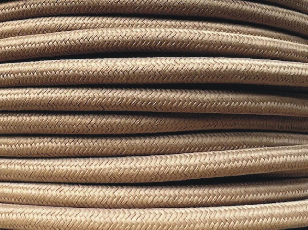 ROUND 3 Core Braided Fabric Cable Lighting Lamp Flex Vintage - OATMEAL