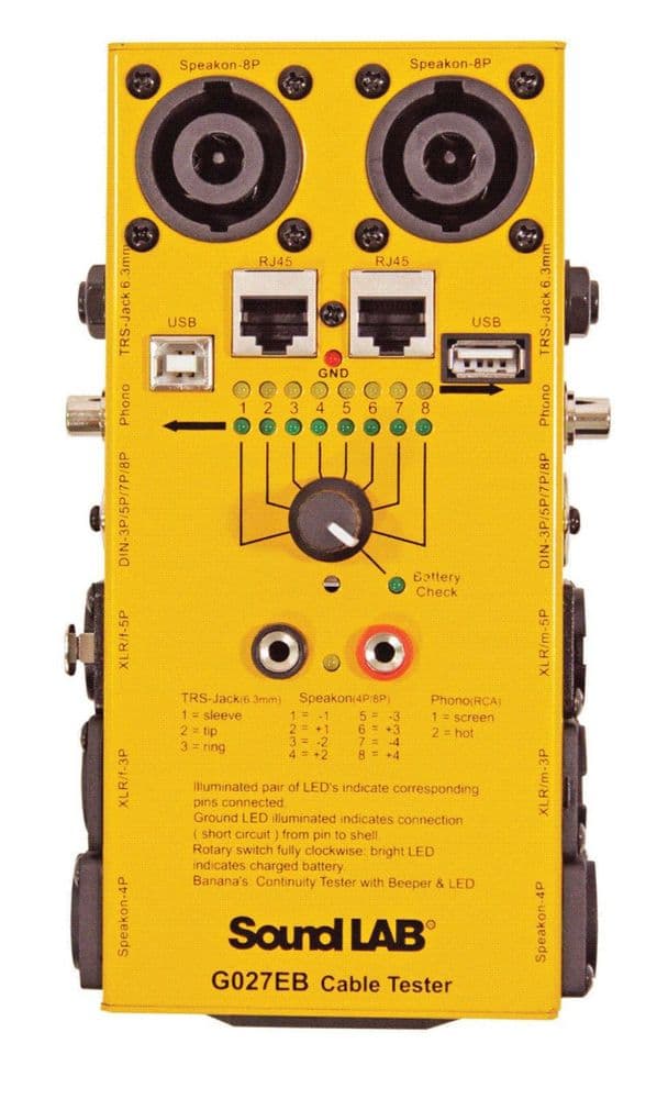 Soundlab Universal Cable Tester 12 Type Will test almost every plug ...
